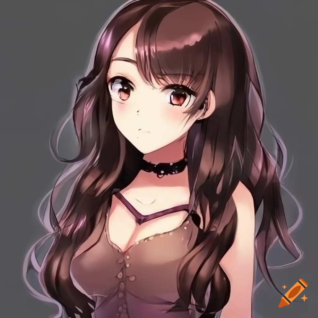 Smiling Anime Girl With Dark Brown Hair And Brown Eyes On Craiyon