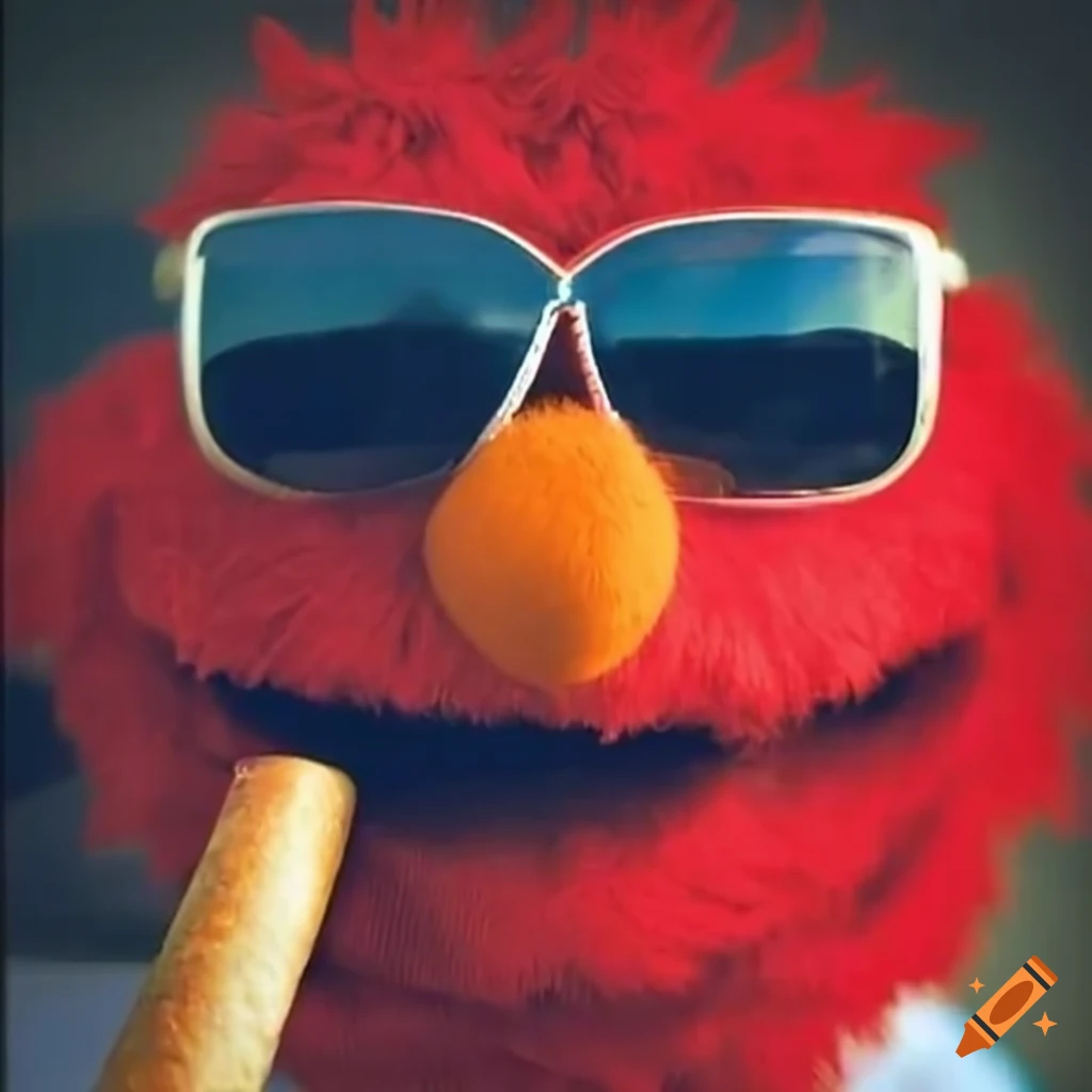 Elmo in sunglasses and with a cigar on Craiyon
