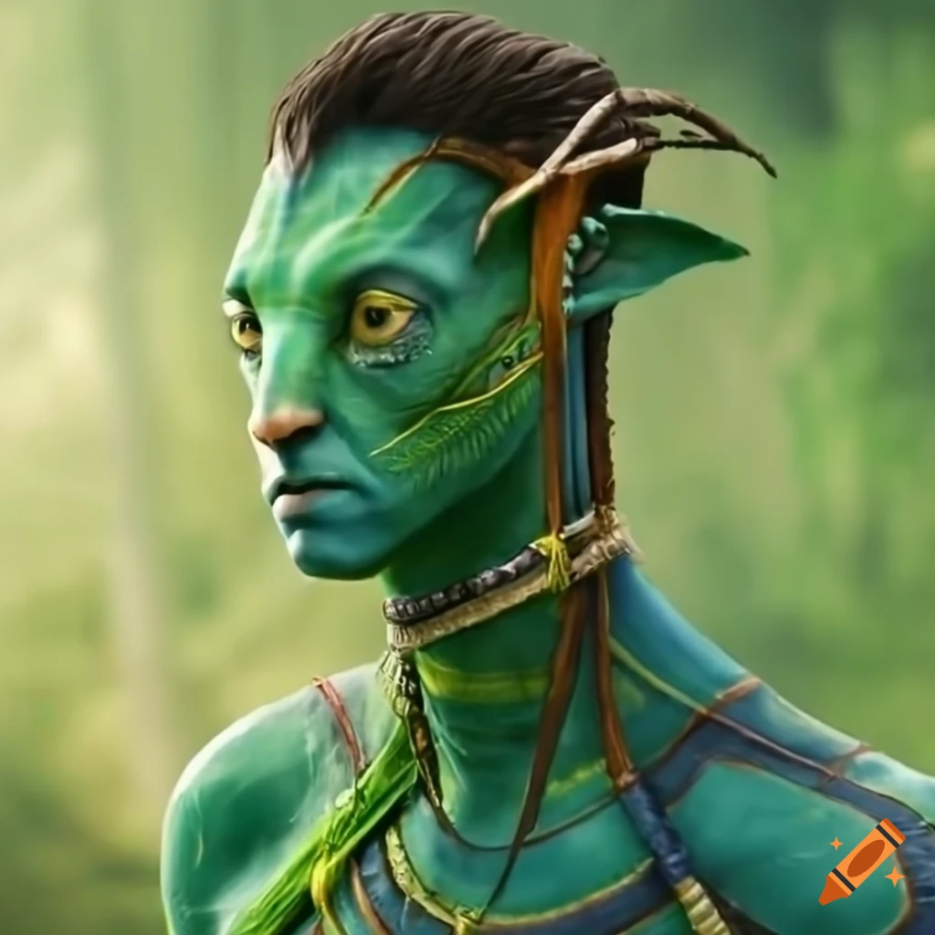 Hyper realistic green na'avi man from avatar on Craiyon