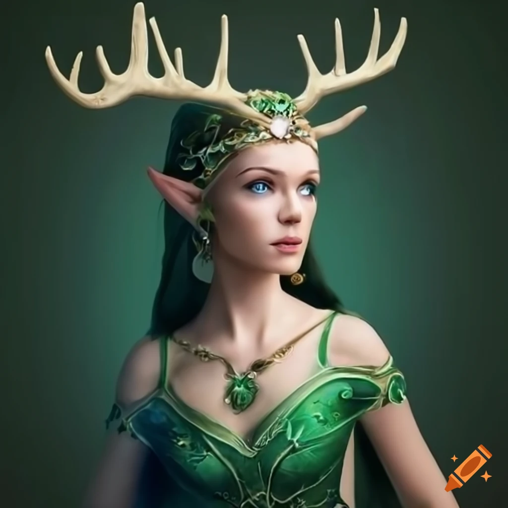Image of an elven princess with a moose on Craiyon
