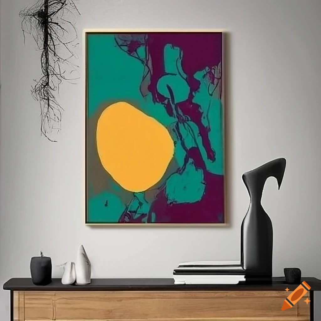 Abstract expressionist artwork with bold colors and dynamic forms on ...