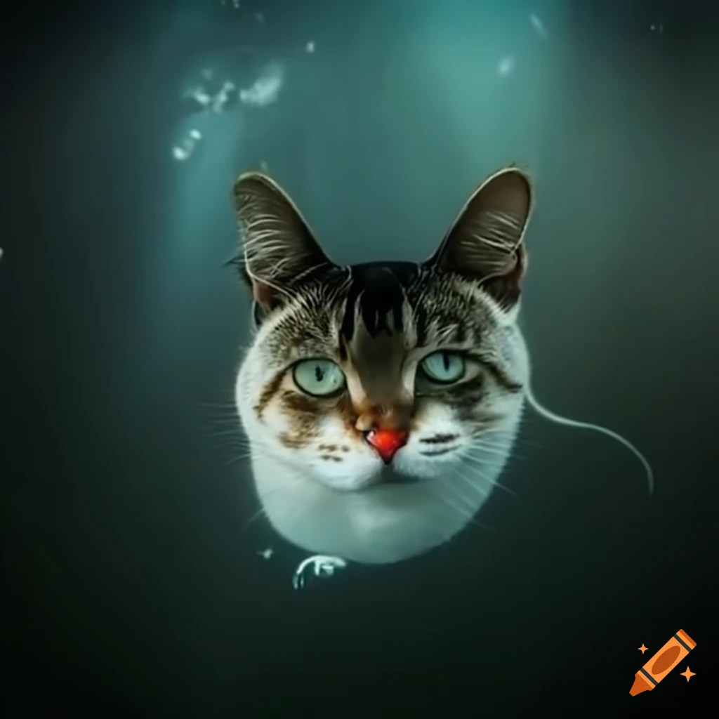 Cat swimming underwater like a snake on Craiyon