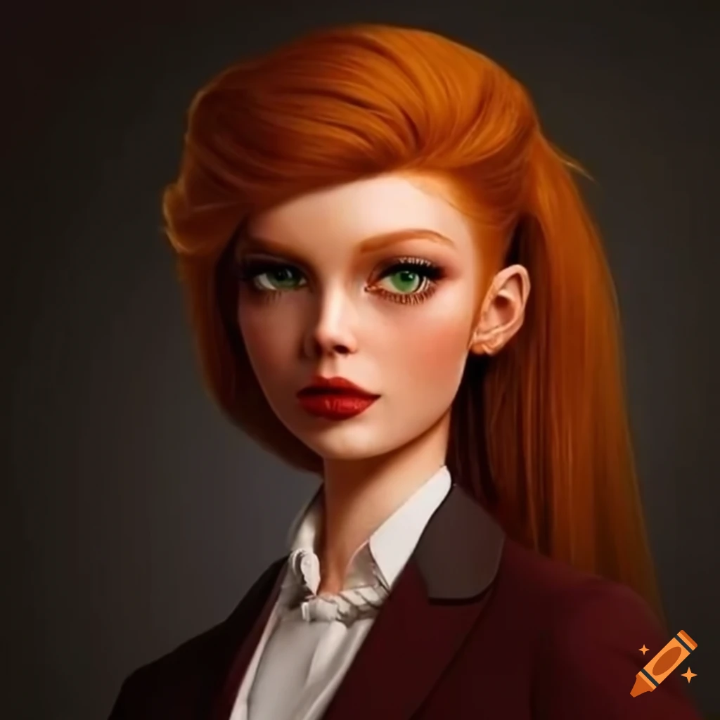 Ginger woman in a business outfit on Craiyon