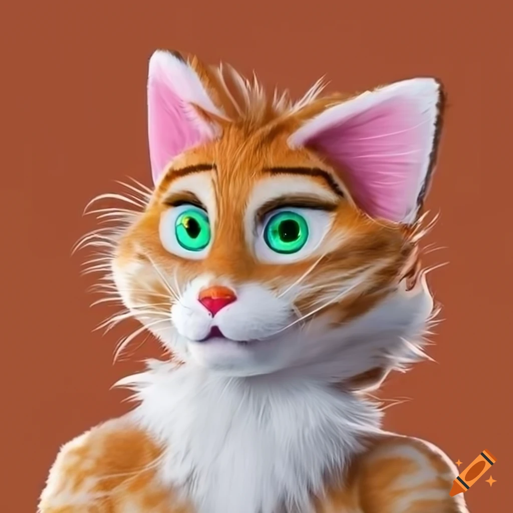 Orange and white anthropomorphic cat illustration on Craiyon