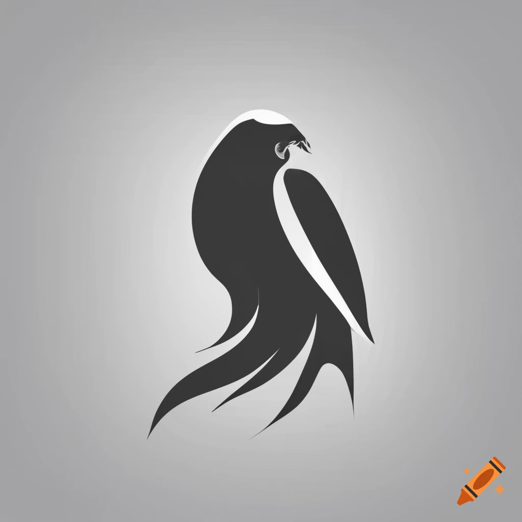 Minimalist vector logo of a hawk on Craiyon
