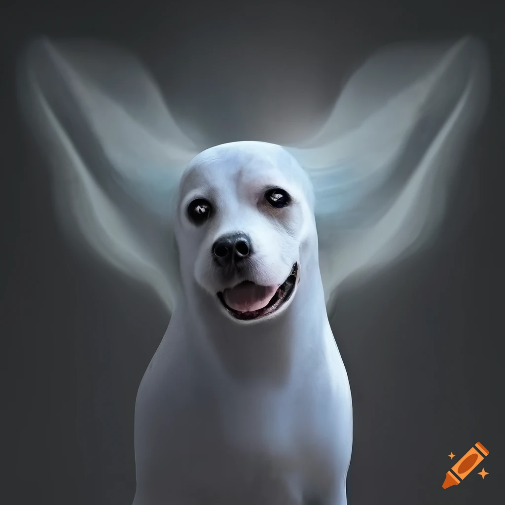 Ghostly dog with a transparent appearance on Craiyon