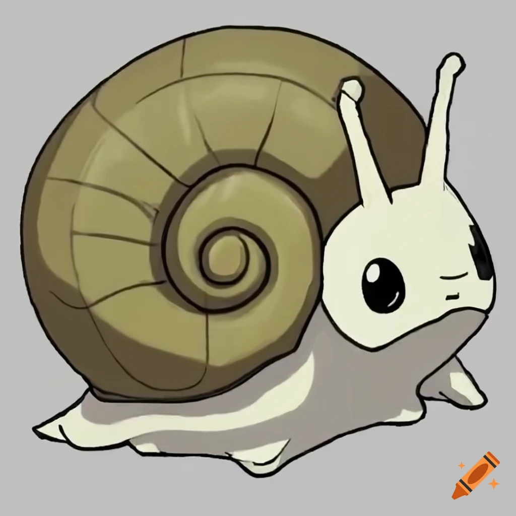 Illustration of a snail in Pokemon style on Craiyon