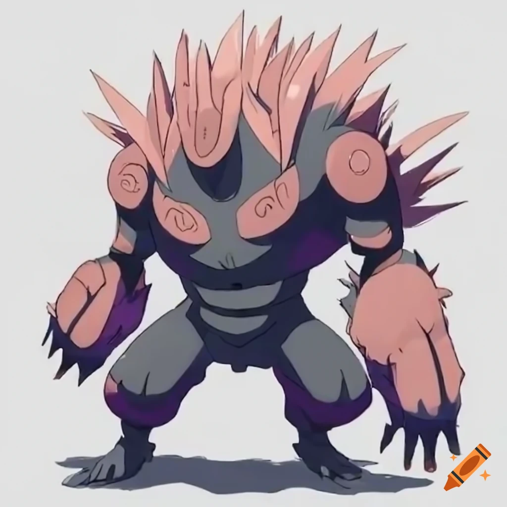 Anime style depiction of a powerful rock-type Pokemon on Craiyon