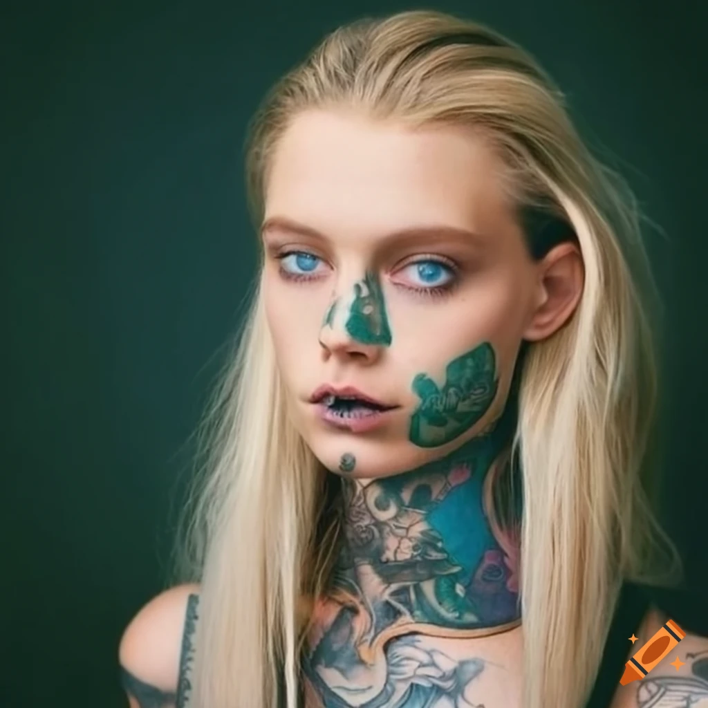 Portrait of a stunning woman with tattoos on Craiyon