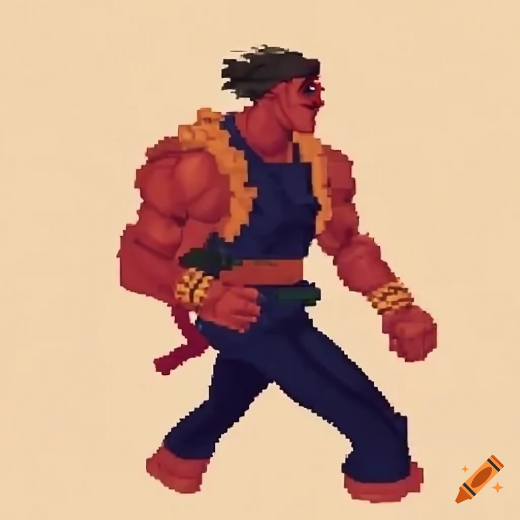 Retro street fighter character in a 70s sci-fi style on Craiyon