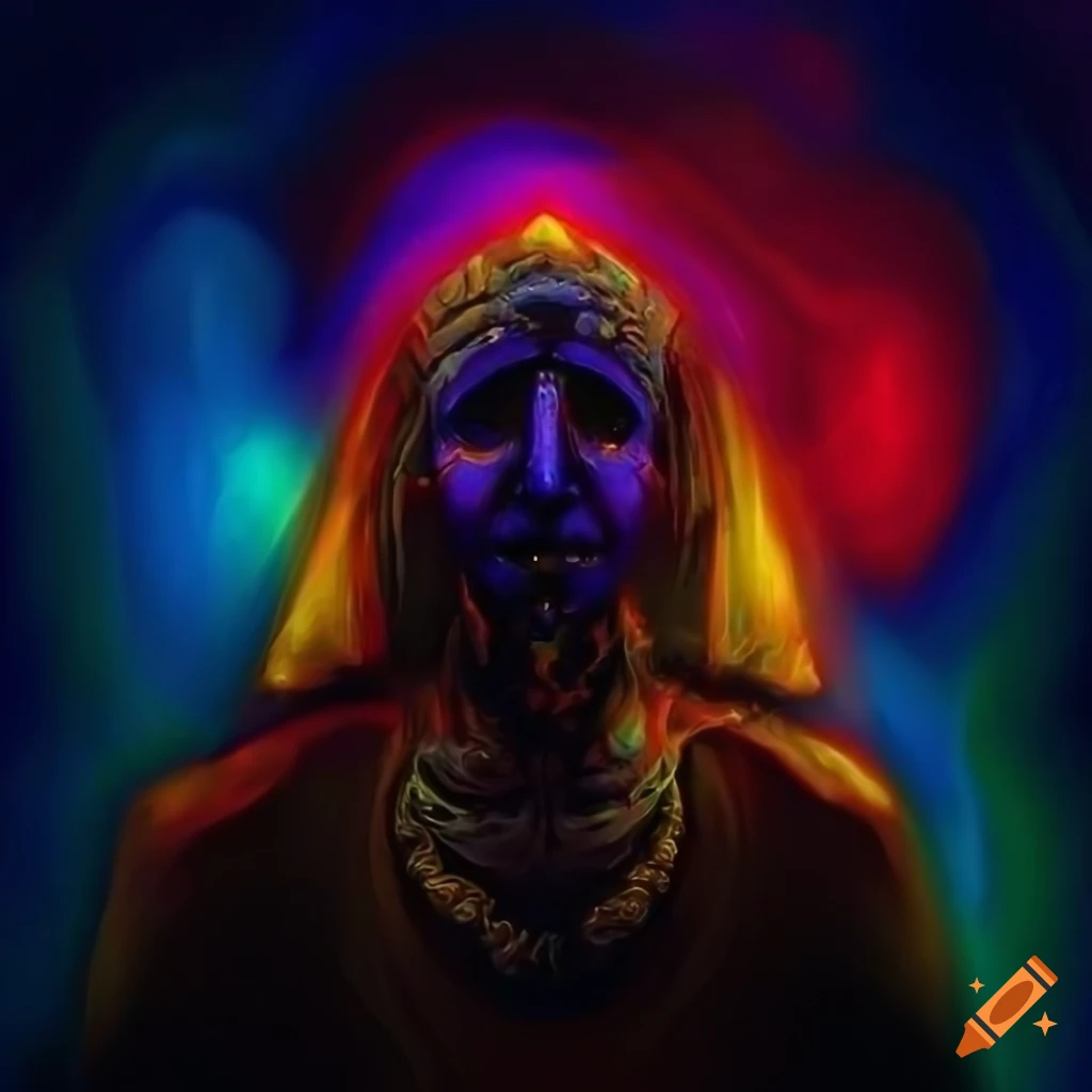 Acrylic painting of a false prophet with high contrast on Craiyon
