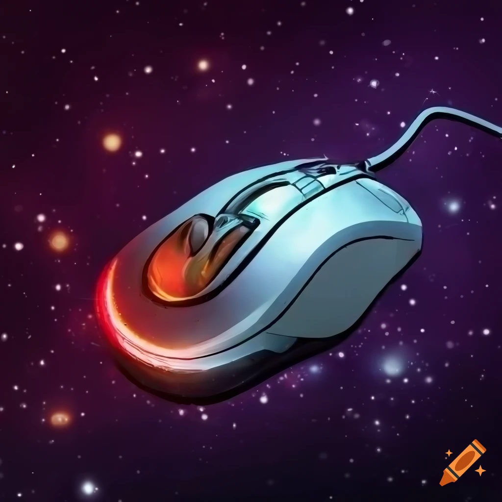 Starship inspired computer mouse with space background on Craiyon