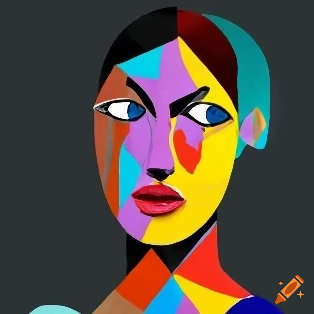 Abstract portrait with bold colors and geometric shapes on Craiyon