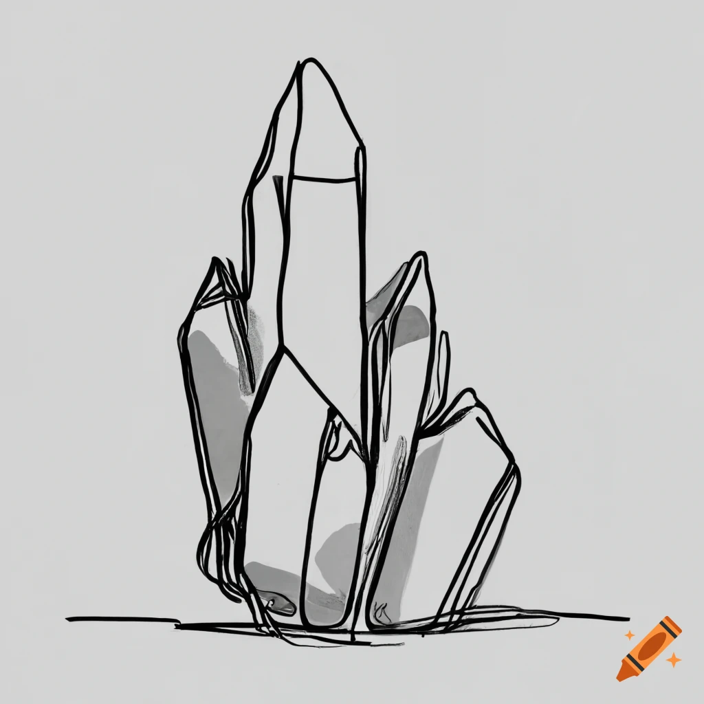 Continuous line drawing of quartz on white paper on Craiyon