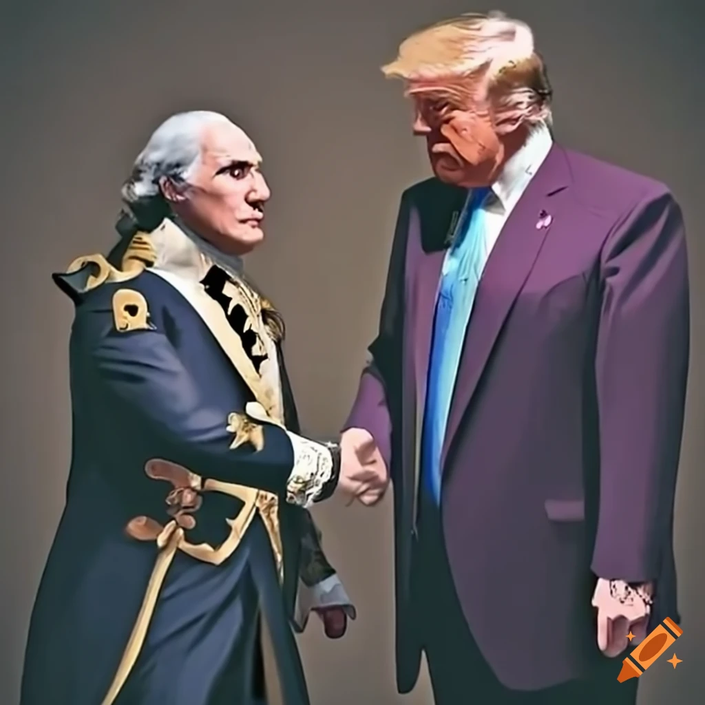 Donald trump and george washington shaking hands