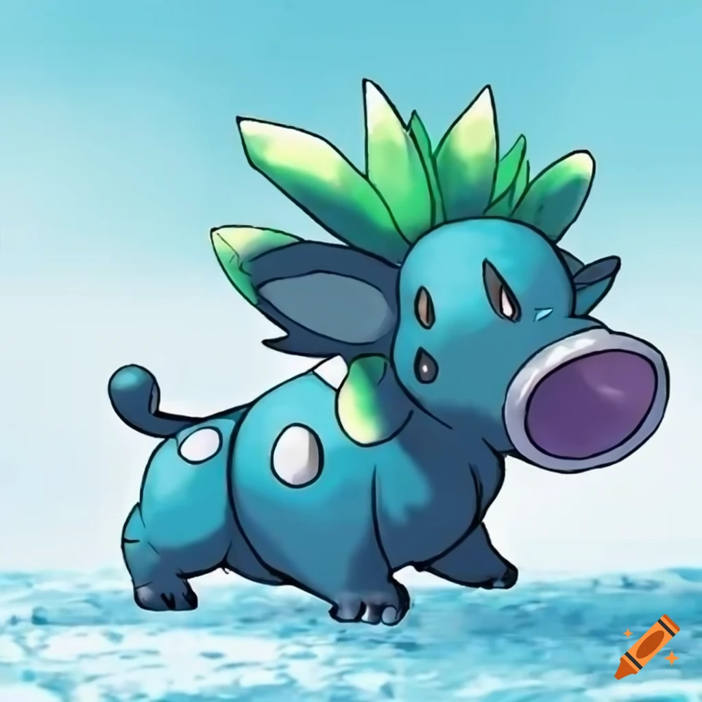 Cow-like grass and ice-type pokemon on Craiyon
