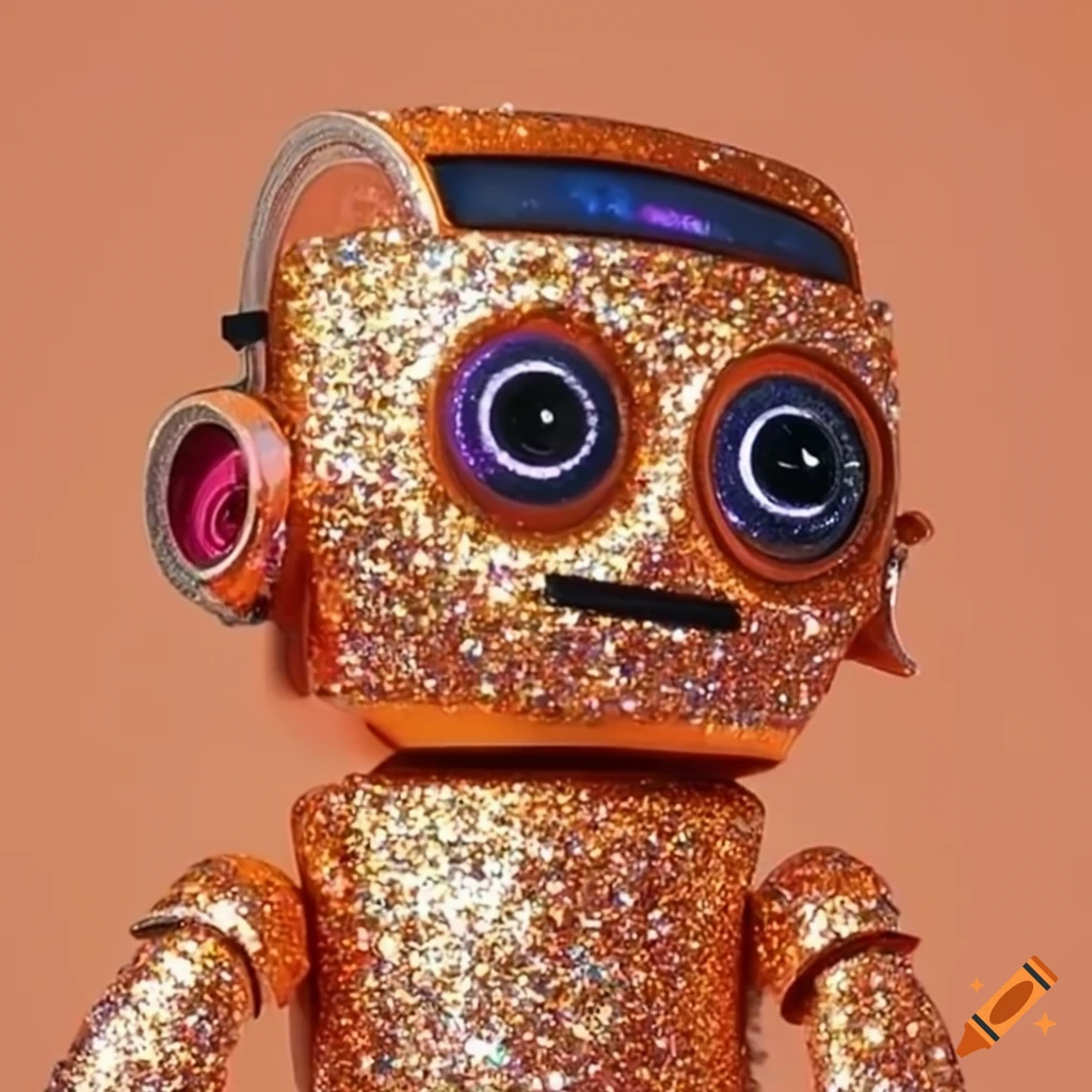 Glittery orange robot