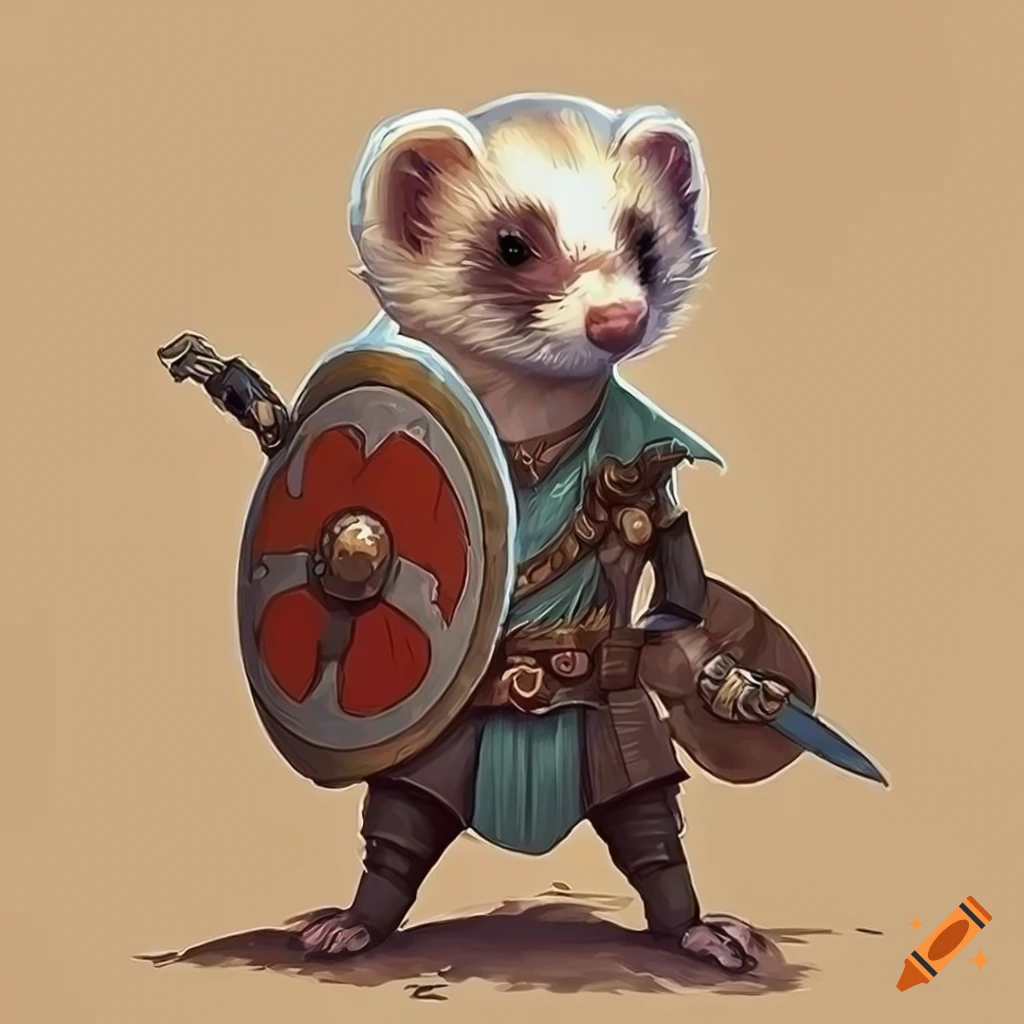 Ferret warrior artwork for rpg adventure on Craiyon