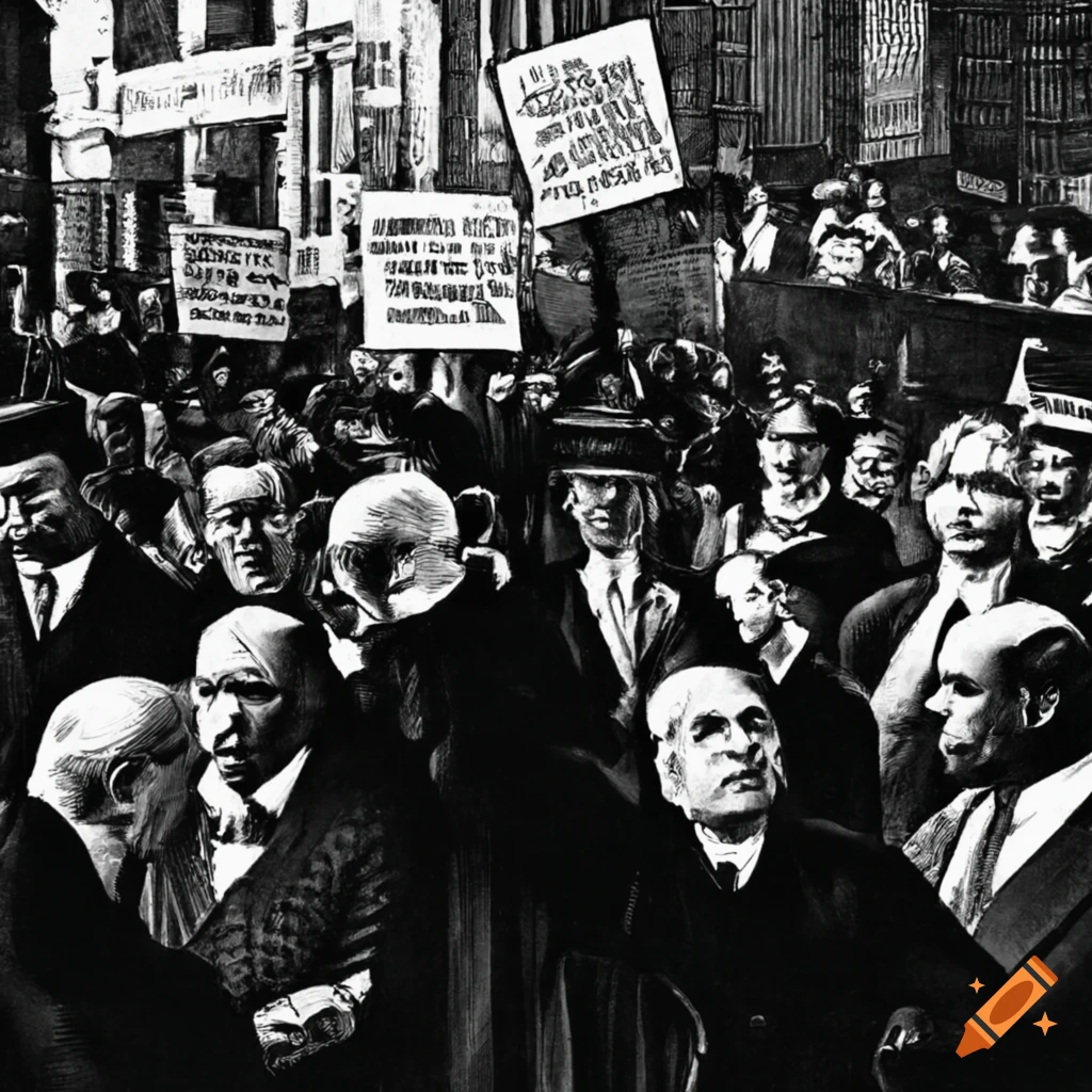 Illustration of a historical tax protest on Craiyon