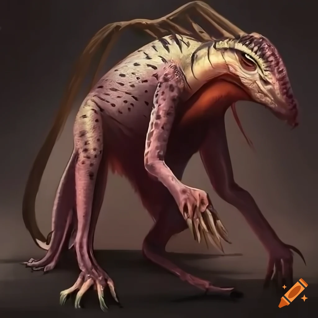 Painting of a majestic scaly creature with a long tail on Craiyon