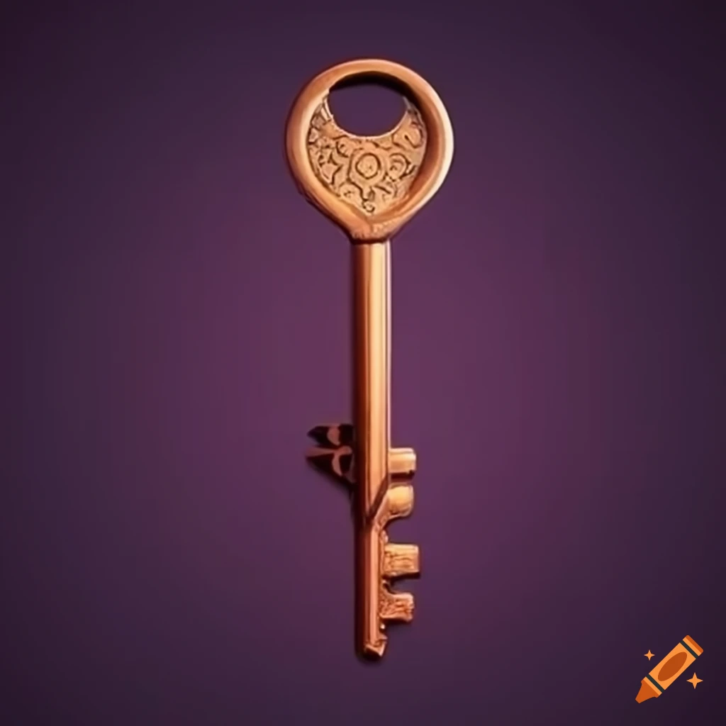 Metal key on a wooden surface on Craiyon