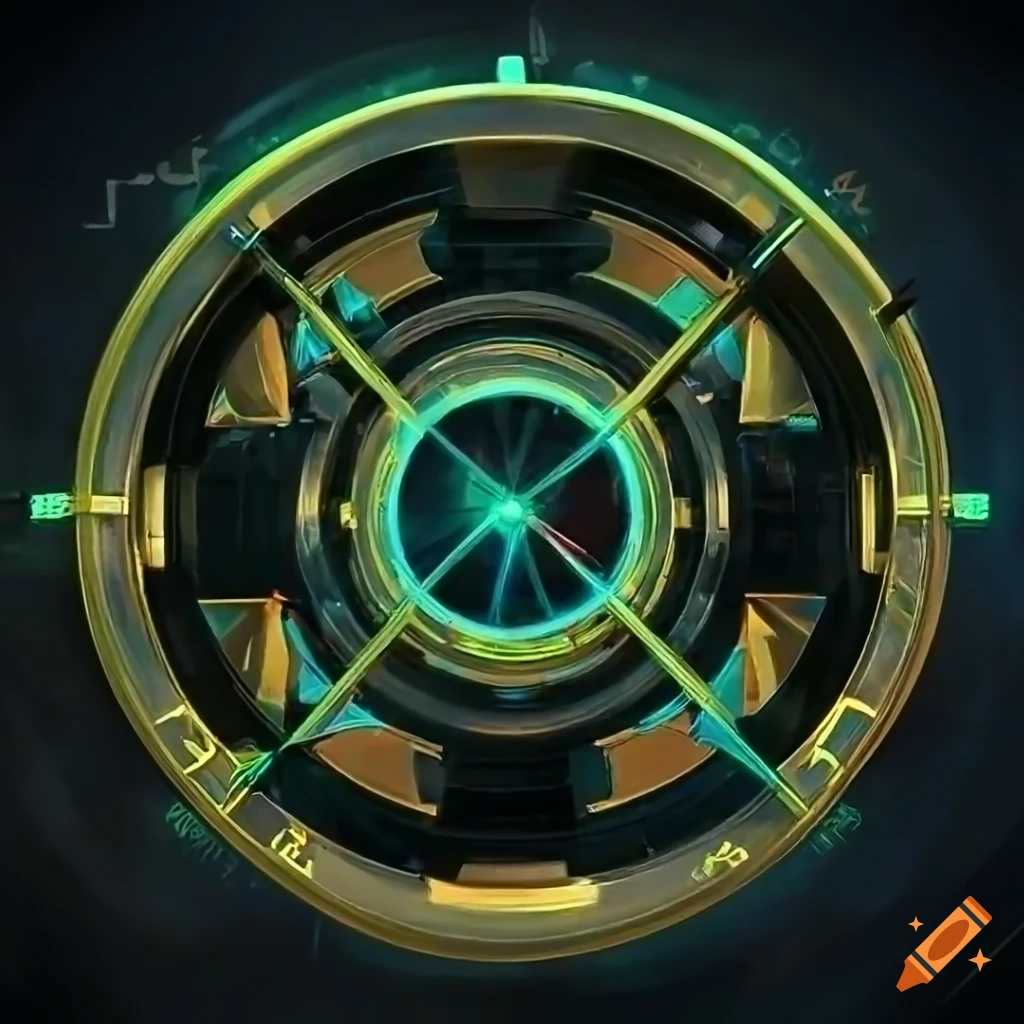 Detailed digital artwork of a cyberpunk compass on Craiyon