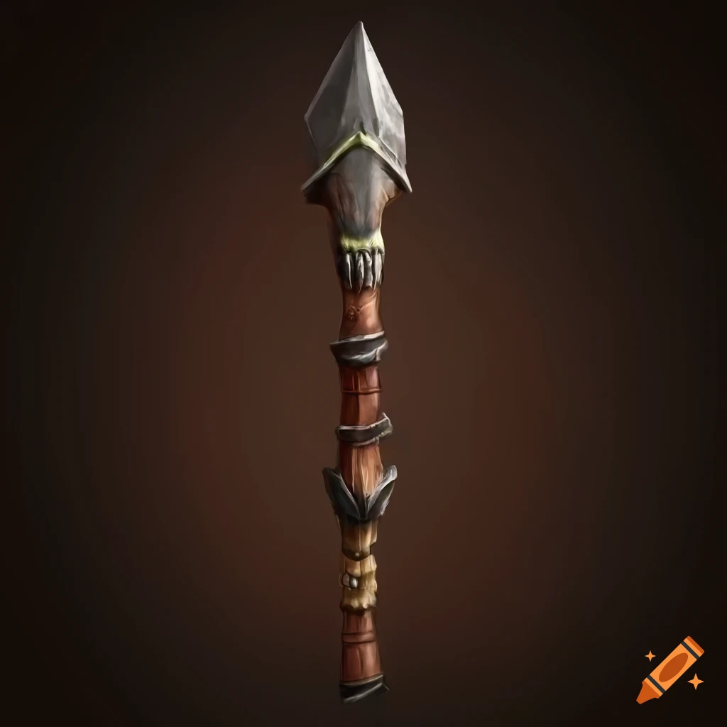 Photorealistic depiction of a javelin in fantasy art
