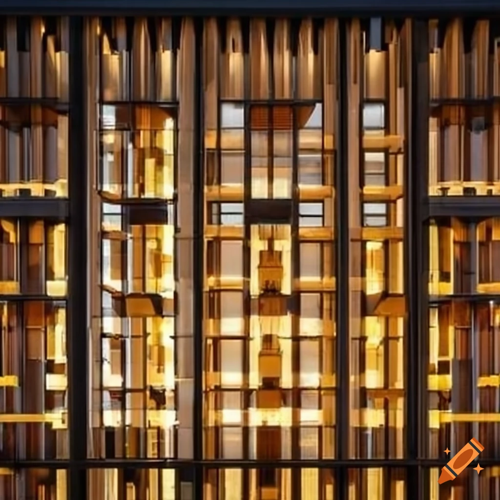 Building facade inspired by bees and honey on Craiyon