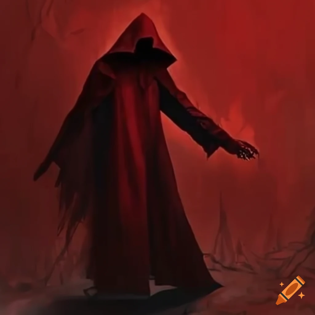 Artistic representation of a cloaked man walking through time on Craiyon