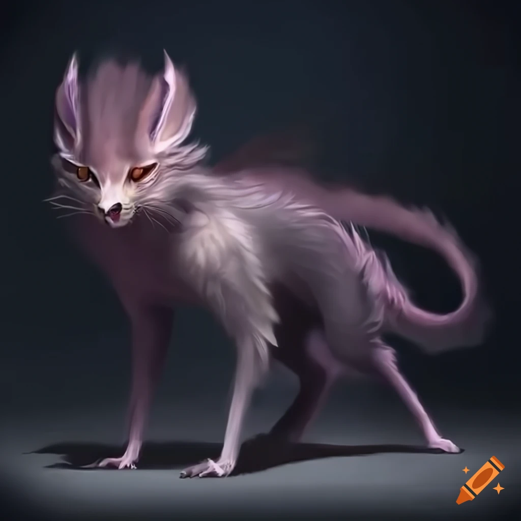 Beautiful painting of a fluffy quadrupedal creature on Craiyon