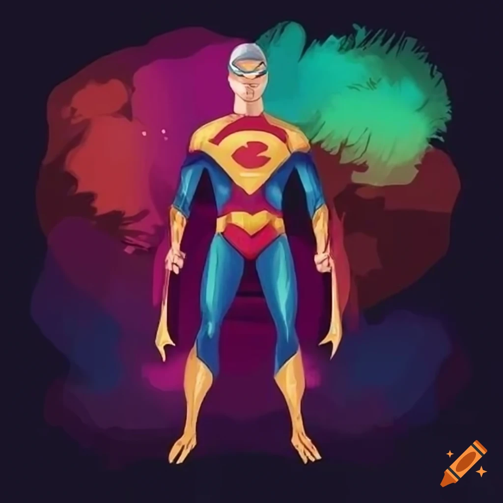 Image of a muscular superhero with silver hair and grey skin on Craiyon