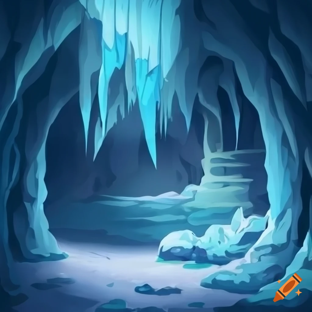 Kawaii anime style frozen cave entrance on Craiyon
