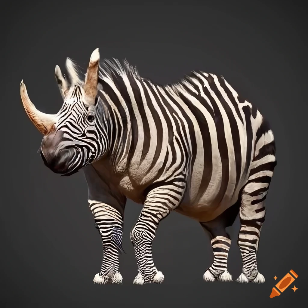 Illustration of a zebra-rhino hybrid on Craiyon