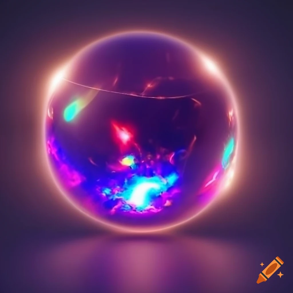 Close-up of a polished black opal sphere with neon halo galaxy inside ...