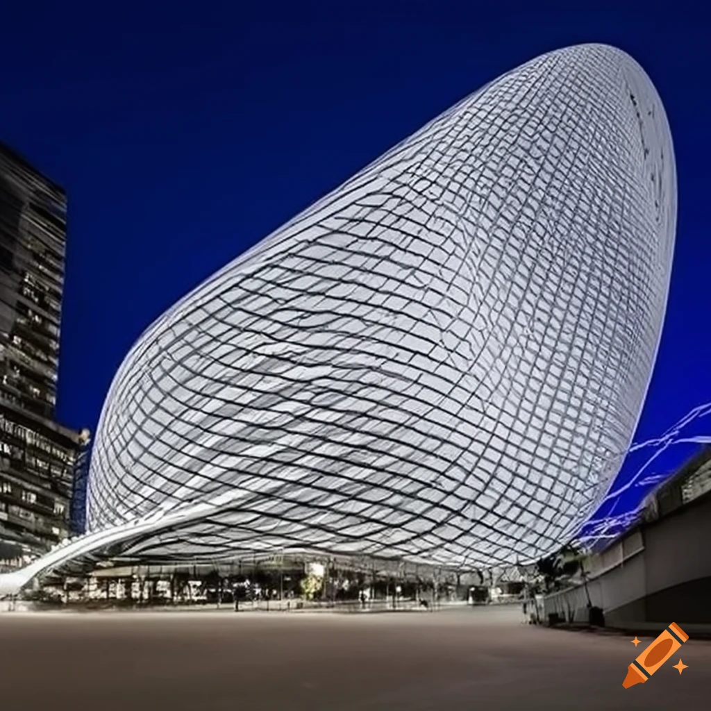 Curvilinear modern buildings on Craiyon