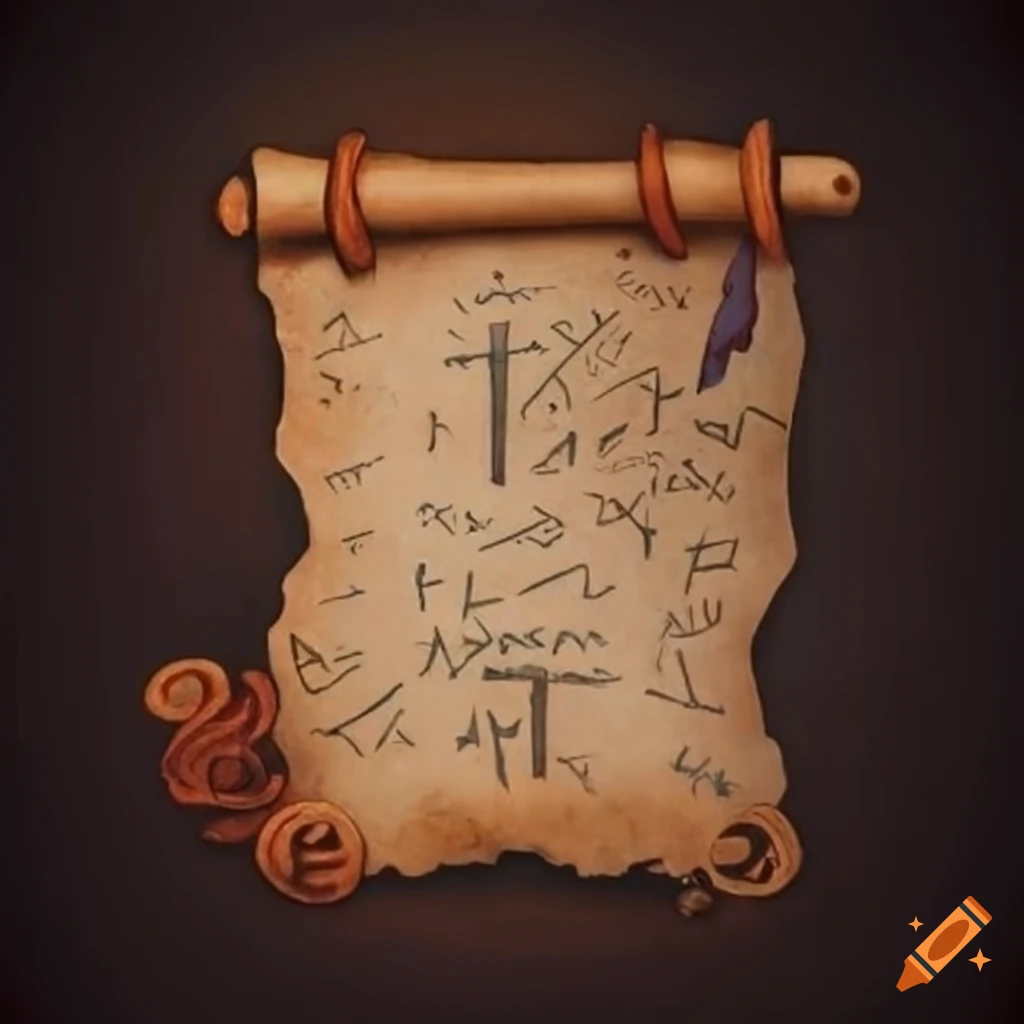 Ancient scroll with runes on tomb on Craiyon