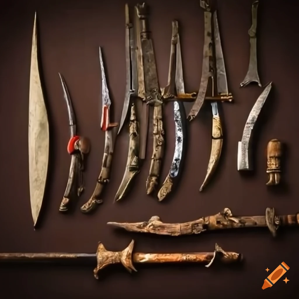Collection of ancient weapons on Craiyon