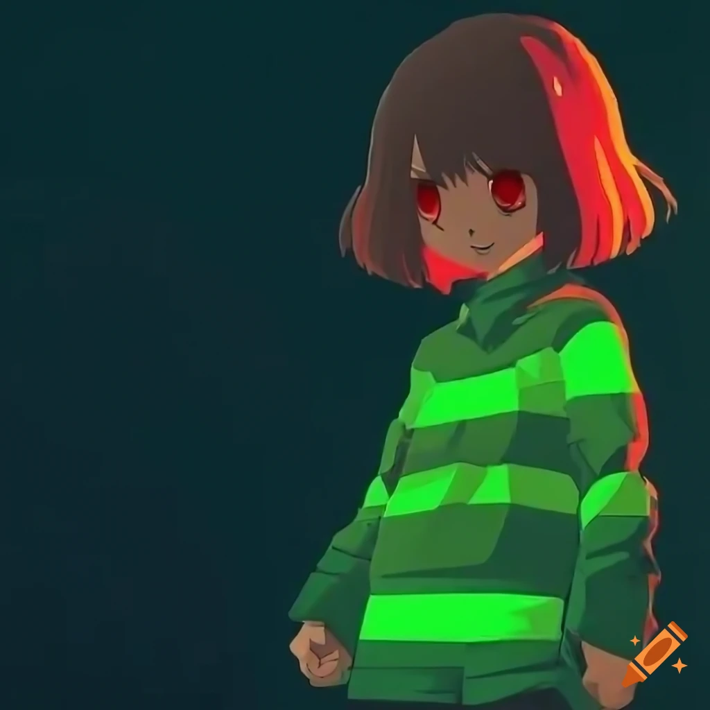 Cyberpunk fan art of Chara from Undertale on Craiyon