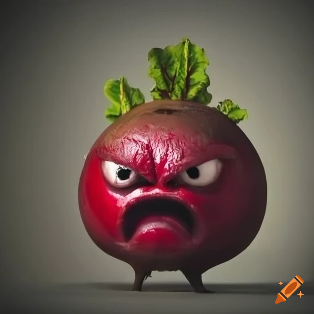 Funny angry face on a beet on Craiyon