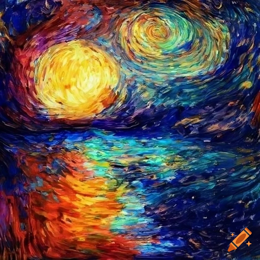 Abstract van gogh-style painting with sun, sky, and clouds on Craiyon