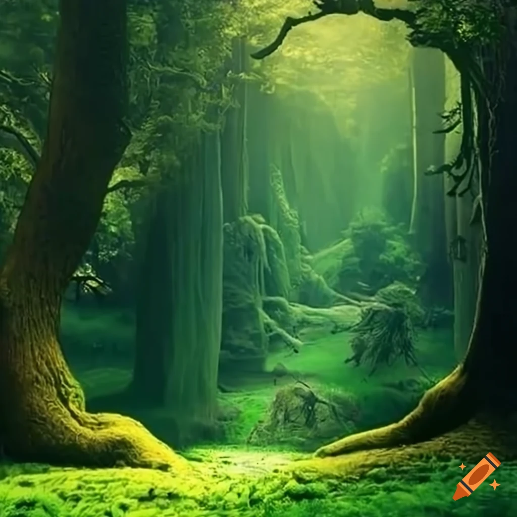 Imagen de un bosque encantado on Craiyon