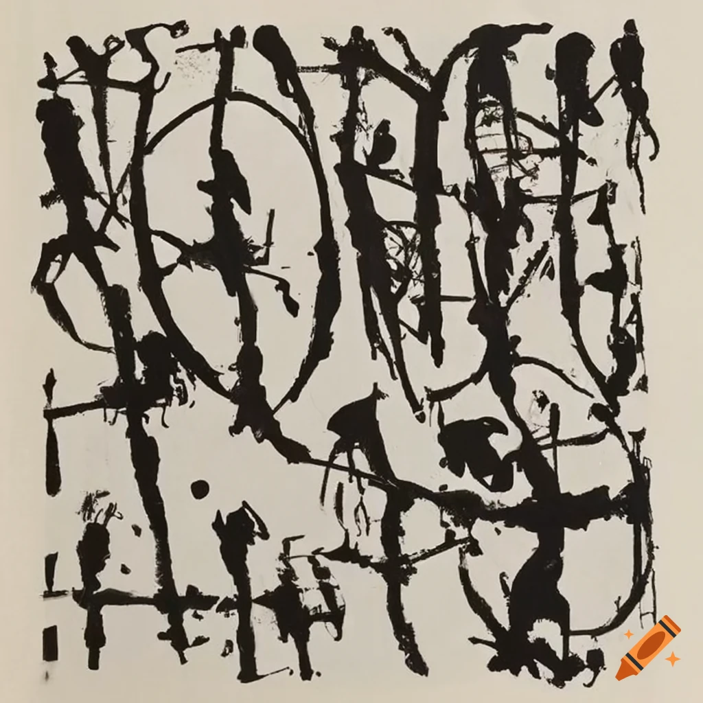 Calligraphic scribbles resembling little men on Craiyon