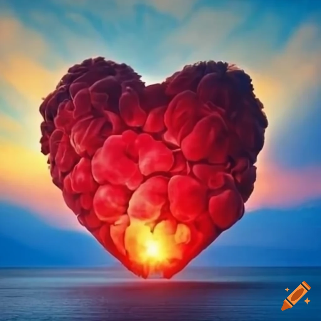 Image of a heart rising in the sky on Craiyon