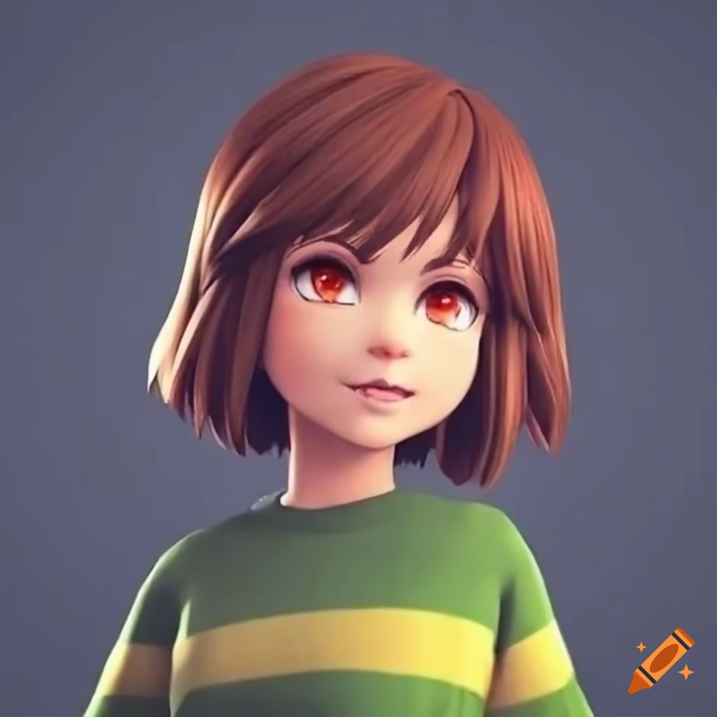 Digital artwork of older chara from undertale in kingdom hearts style on Craiyon