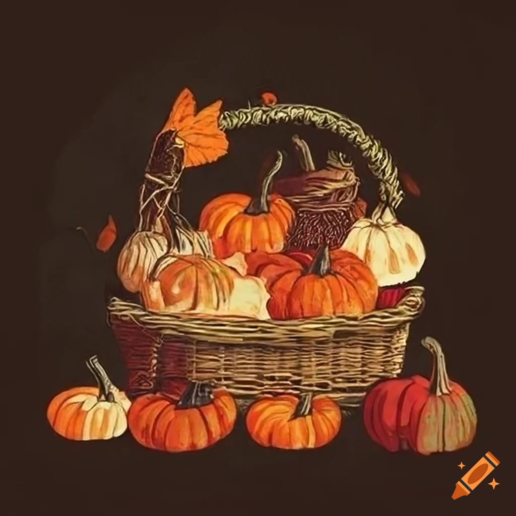 Autumn-inspired artwork with falling leaves and pumpkins on Craiyon