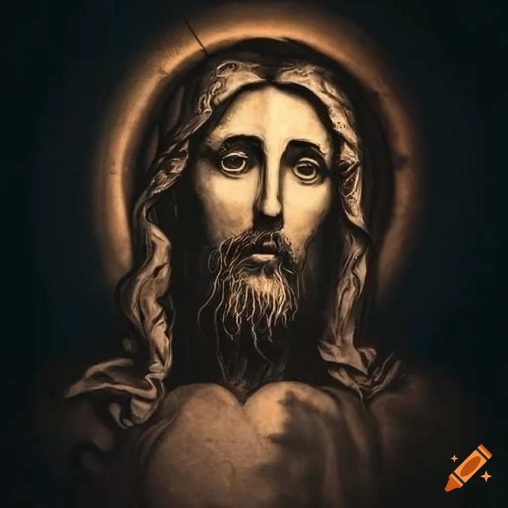 Etching of jesus christ on stone on Craiyon