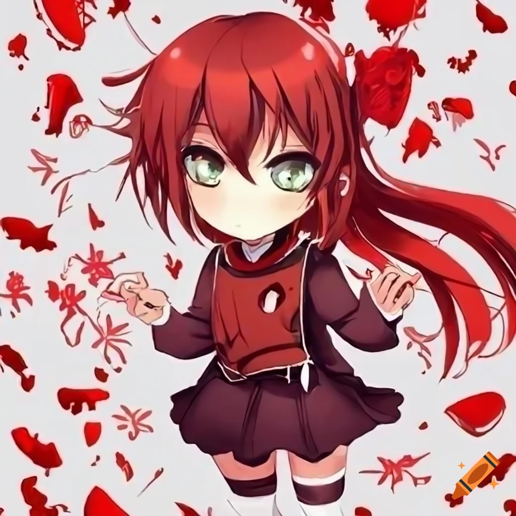 Chibi red anime character on Craiyon