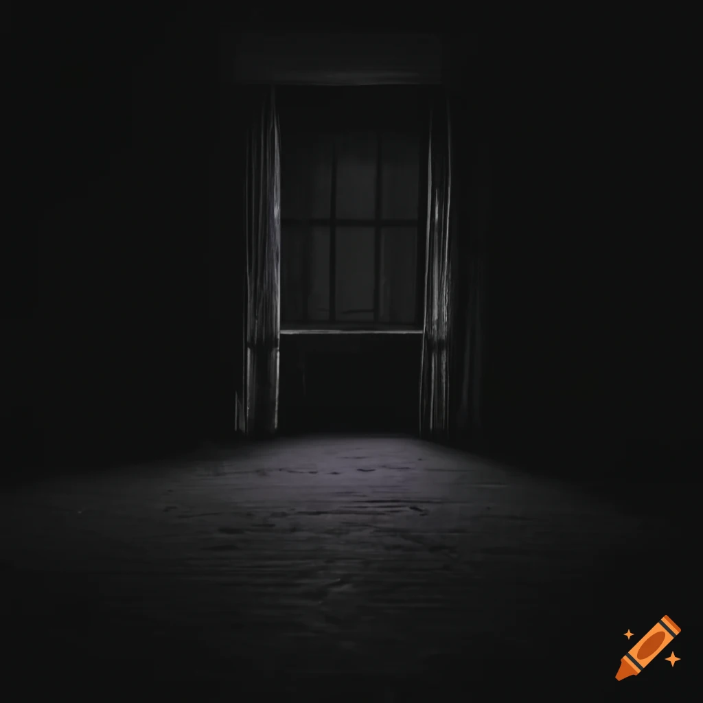 Minimalistic image of a dark room with a black window on Craiyon