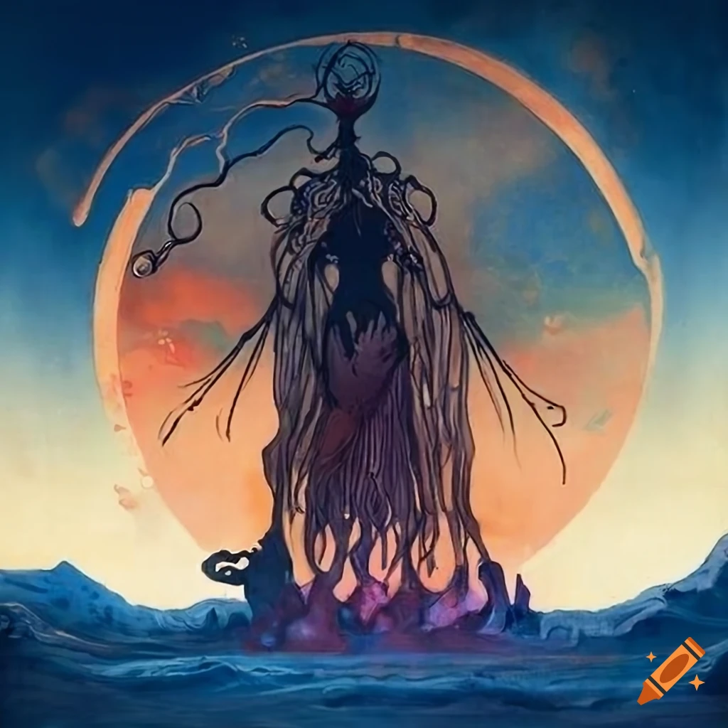 Art nouveau illustration of at-at battle on hoth on Craiyon