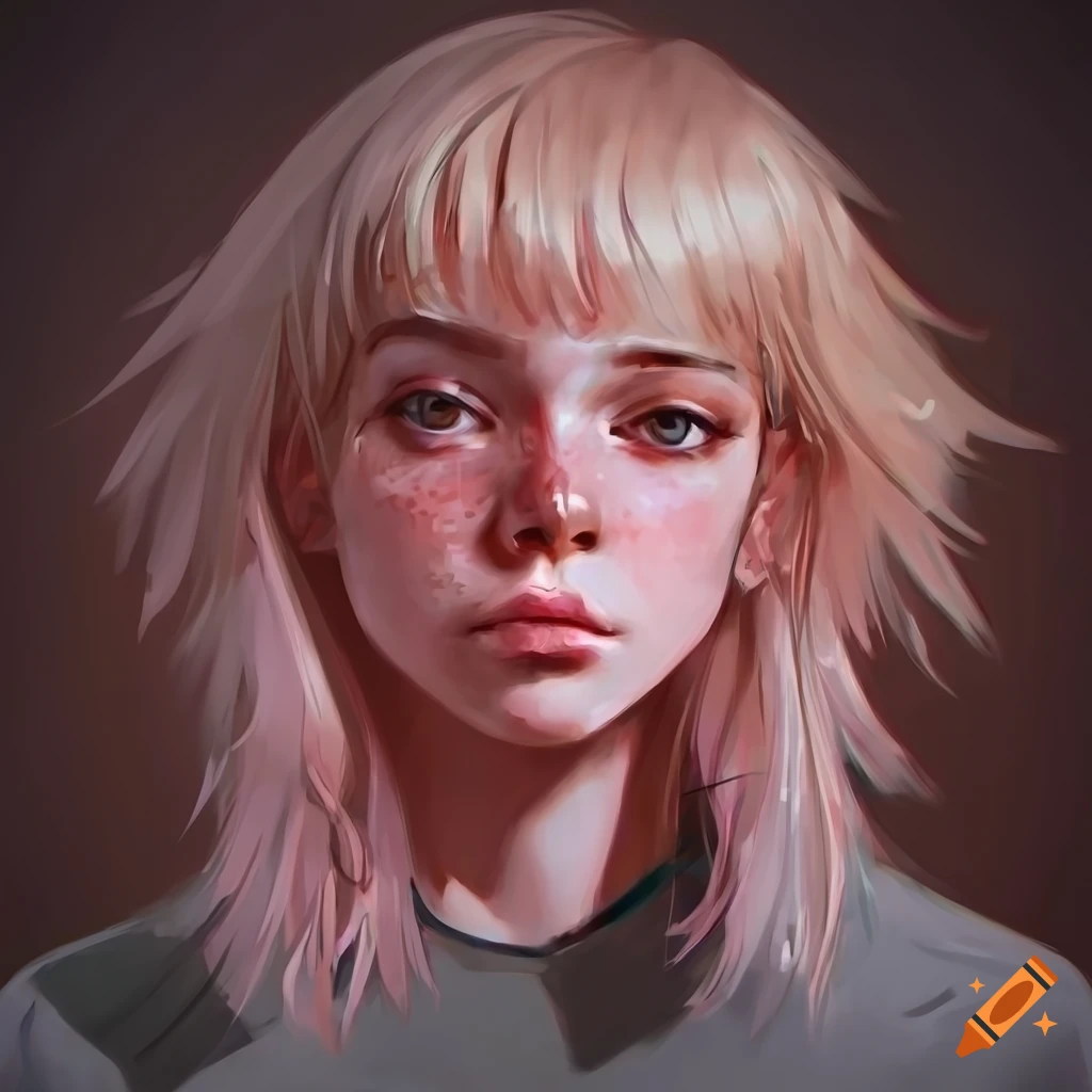 Illustration of a person with androgynous features on Craiyon
